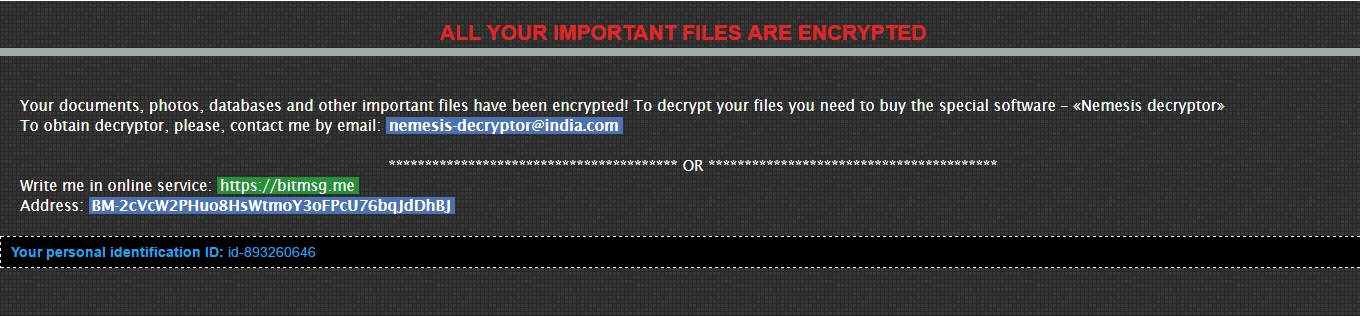 Nemesis Ransomware Virus (Removal Steps and Protection Updates)
