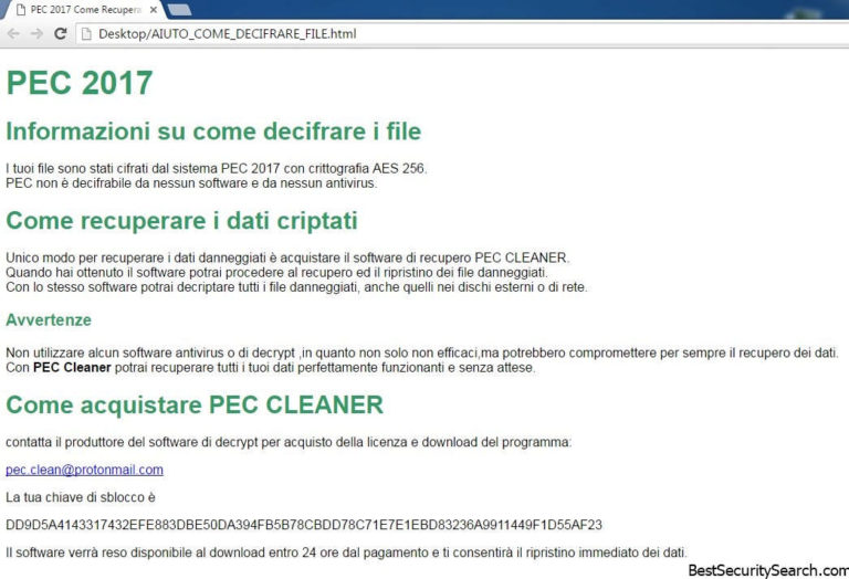 PEC 2017 Ransomware Virus. How to Remove It and Restore Files